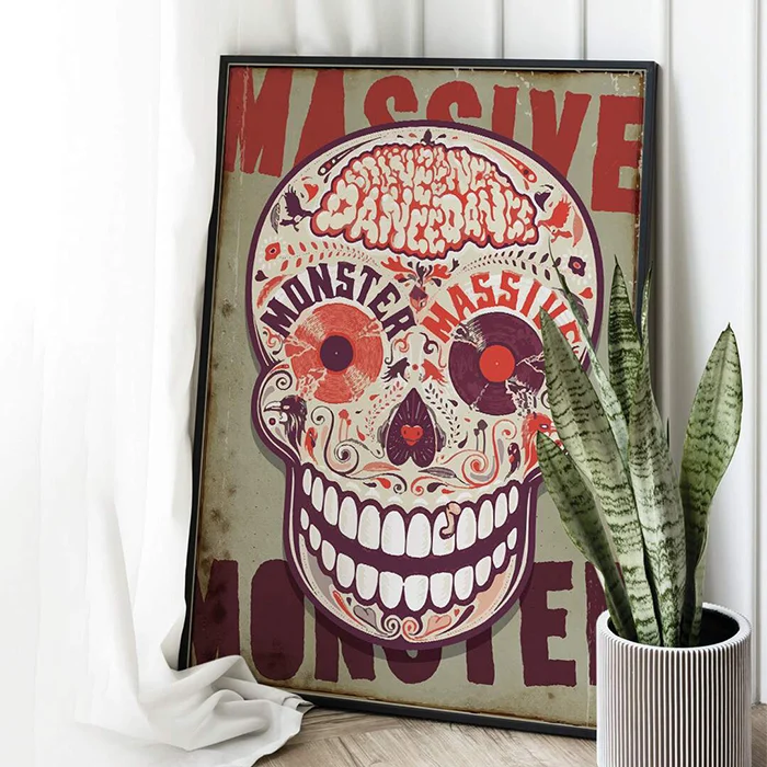 Quadro Decorativo Quadro Decorativo Caveira Disco Monster Massive com ...